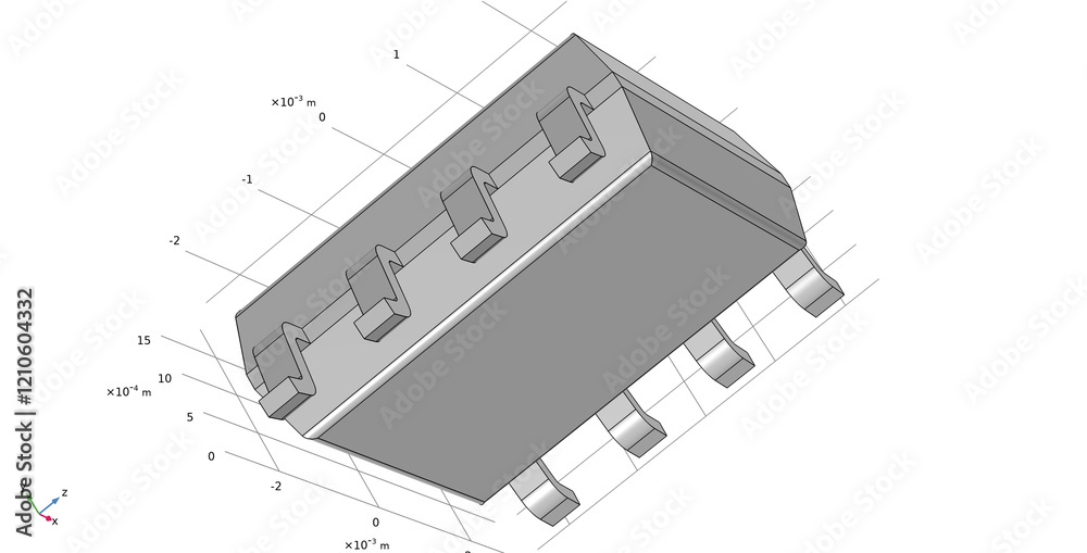 Computer 3d model of electronic component - integrated micro circuit ...