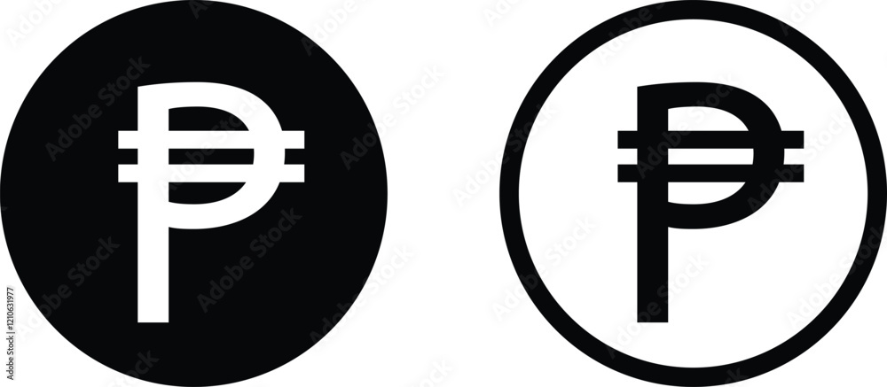 Peso icon set in two styles . Philippine peso icon . Vector Stock ...