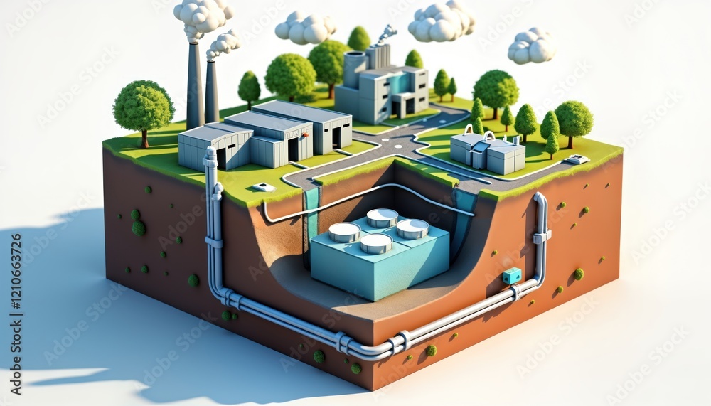 Industrial diagram shows eco-friendly carbon dioxide storage solutions ...