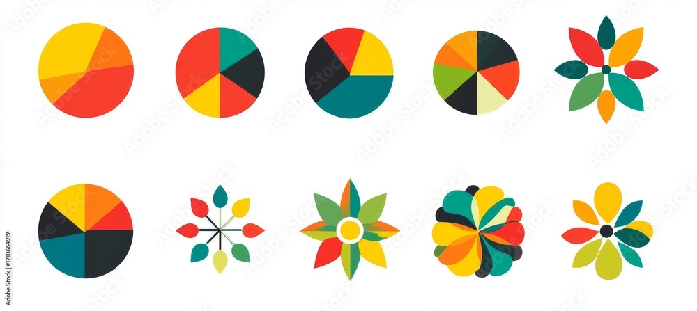 Collection of pie charts. Circular graphs for infographics ...