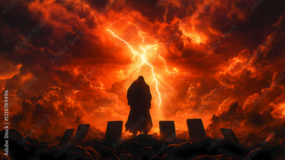 Ilustración de Stock Epic scene of moses receiving the ten commandments ...