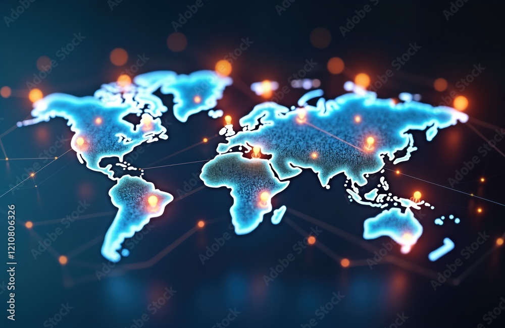 Global map displays worldwide email marketing campaign reach ...