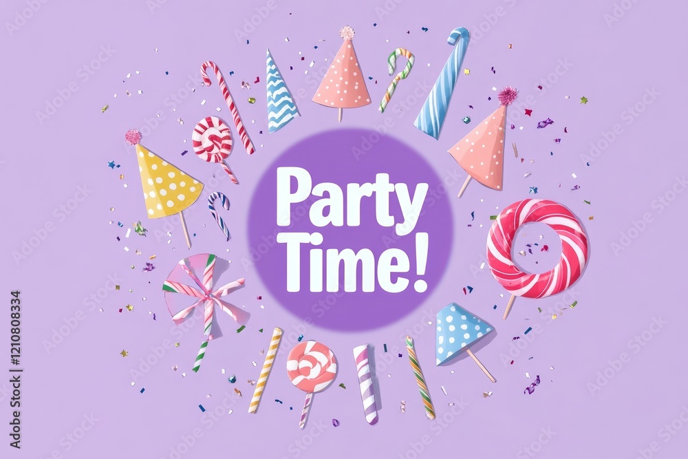 Celebrate joyfully with a vibrant party time logo featuring fun ...