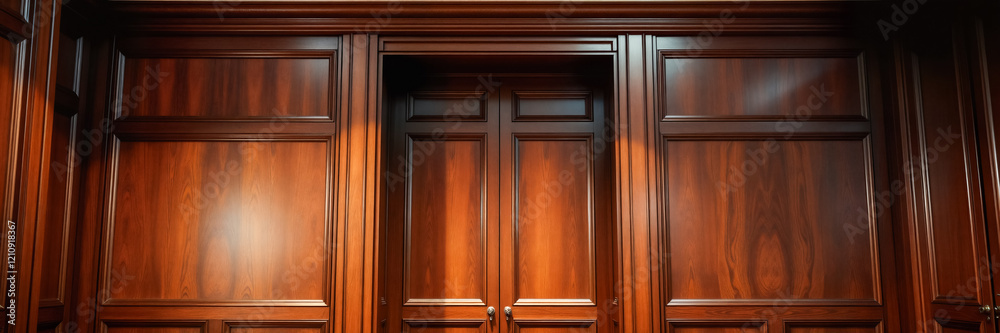 Classic Dark Wood Paneling with Rich Mahogany Finish, Traditional ...