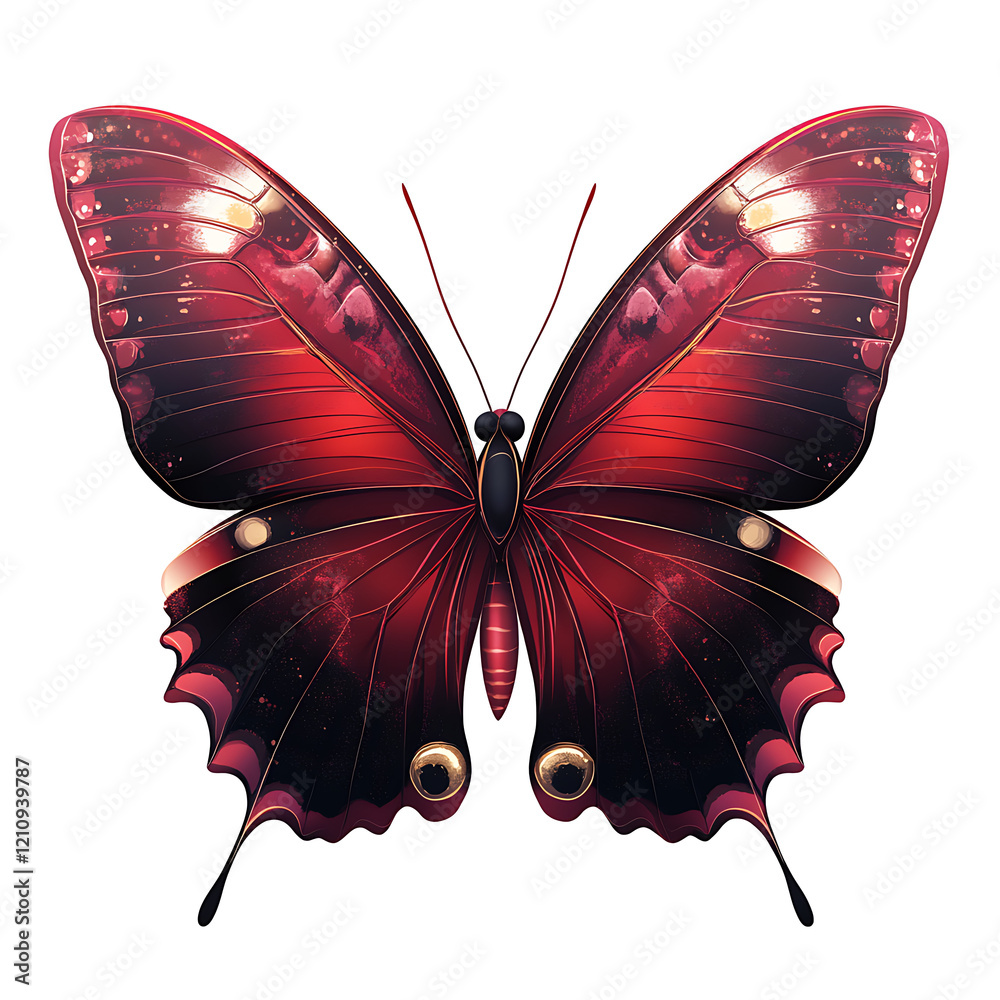 In this stunning image, a bright red butterfly is showcased against a ...