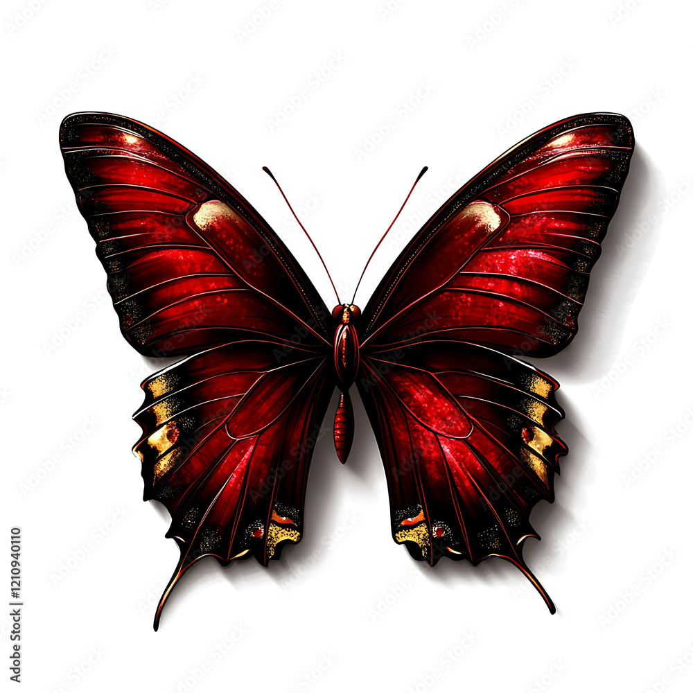 In this stunning image, a bright red butterfly is showcased against a ...