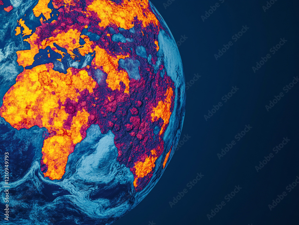 Ilustración de Stock Vibrant heat map and carbon footprint of Earth ...