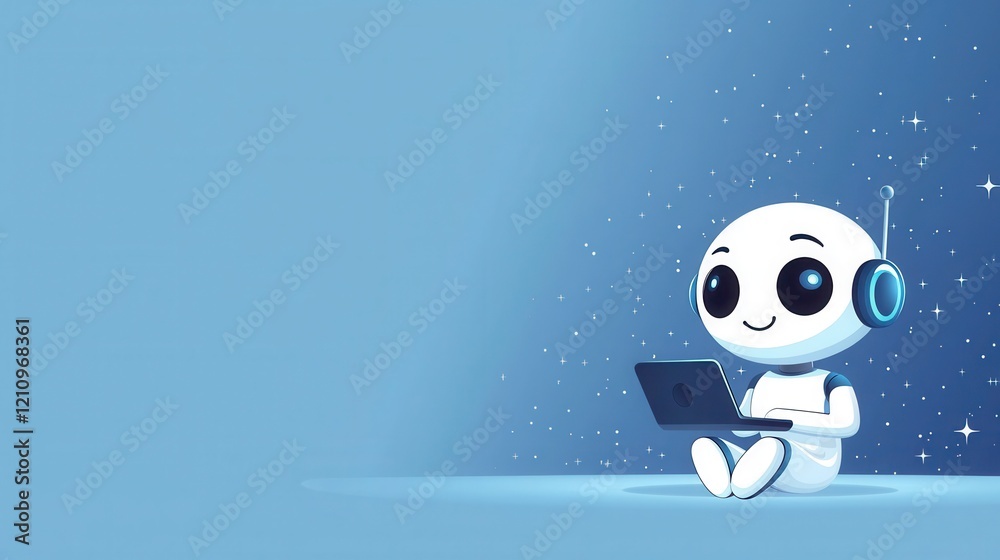 Cute cartoon ai mentoring adult learners in a digital classroom ...