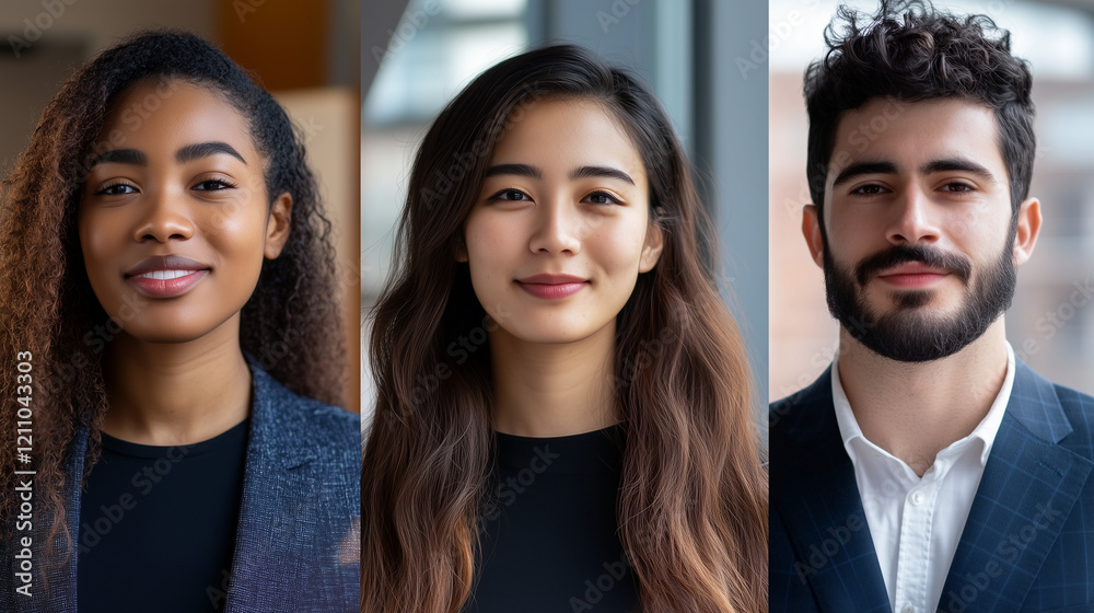 Diverse Group Portrait Professional Headshots Business Team Young ...