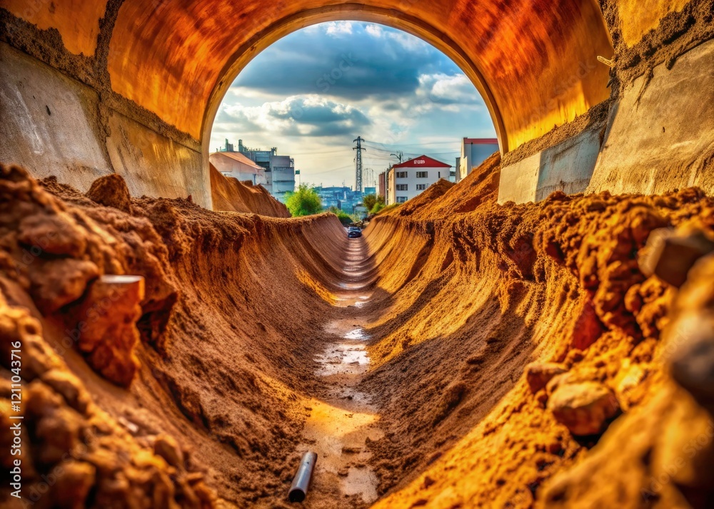 Precise trenching for clay soils, encompassing drainage, sewer lines ...