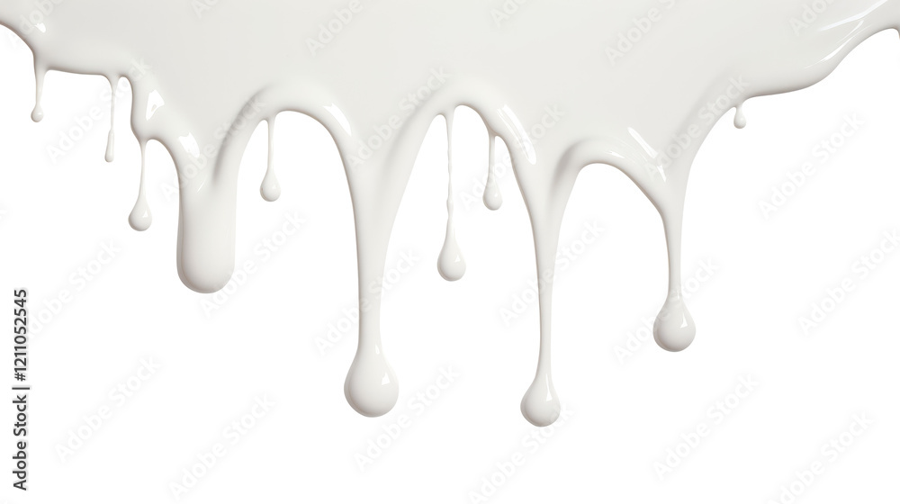 Foto de Stock Dripping milk isolated on transparent white background ...