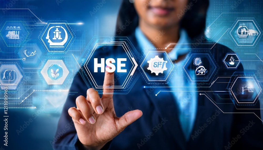 Health, Safety, and Environment (HSE) Management Concept. A person ...