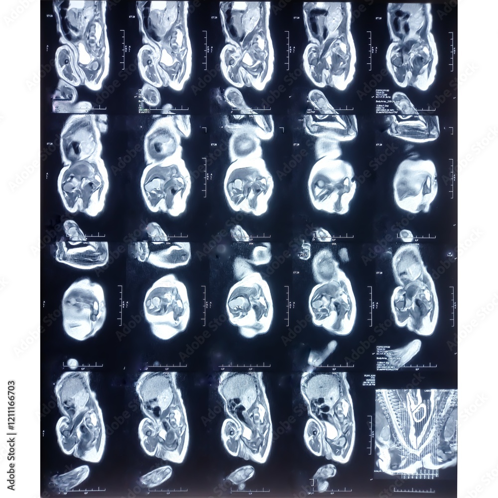 Conjoined twin girls MRI imaging. Conjoined buttock twins. Sacrum is ...