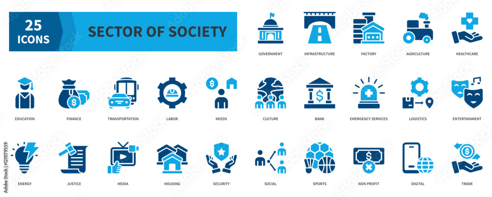 Sector Of Society Icon Collection Set. Containing government ...