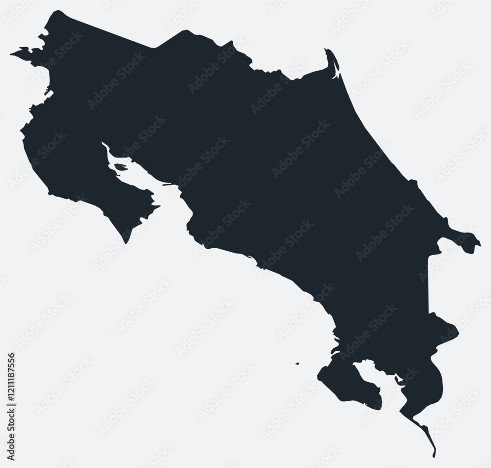 Costa Rica map. Just a simple border map. Shape of the country. Flat ...