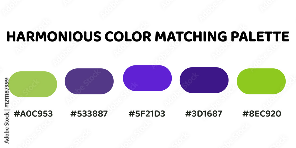 Harmonious color palette with five colors. This palette combines warm ...
