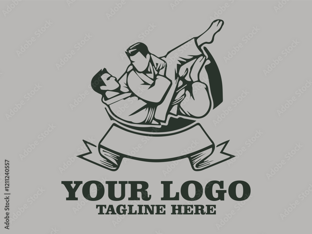 Man grappling in Brazilian jiu jitsu in circular design jiu-jitsu ...