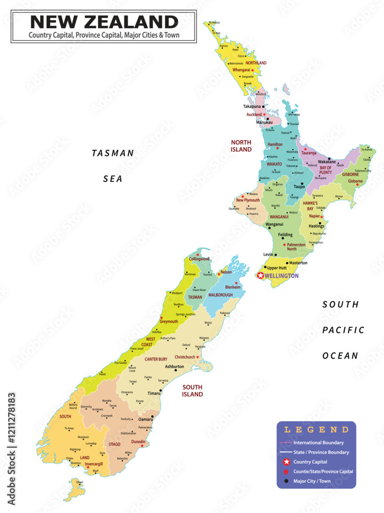 Australian Countries Geography Political map. Political map of country ...