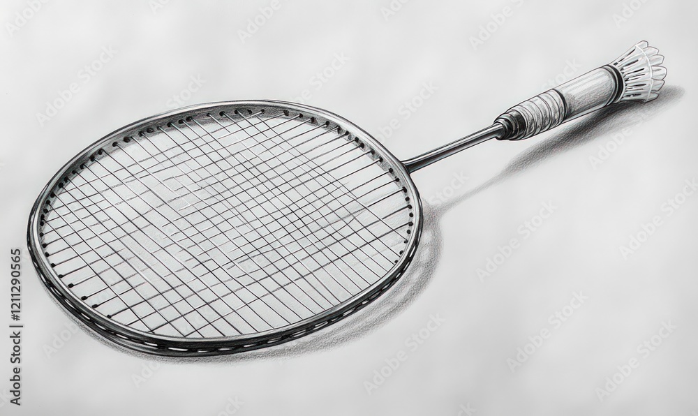 Sketch of badminton racket and shuttlecock. Stock Illustration | Adobe ...