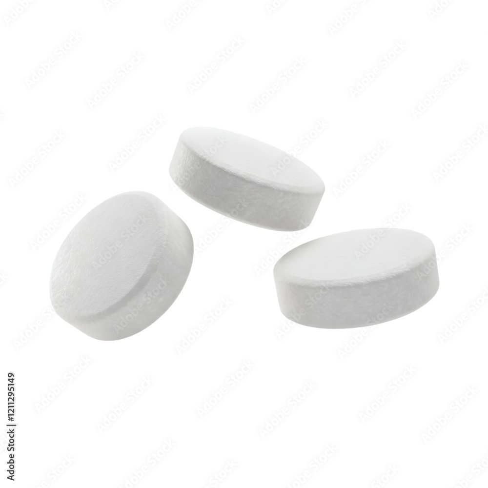 image of Three white pills floating in white background の Stock フォト ...
