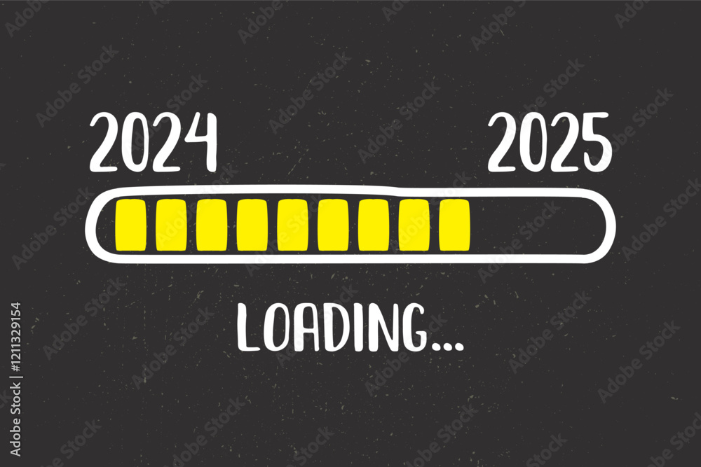 Download bar. 2024 loading, 2025 next year. Timeline, measuring scale ...