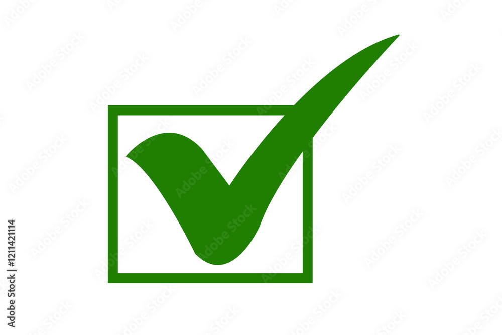 green check mark box, green right tick check list, over transparent ...