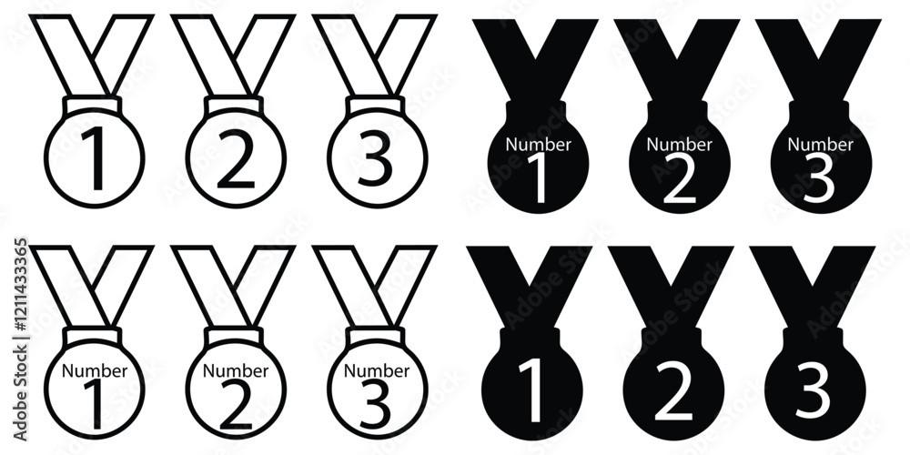 Black bronze medals. Champion winner award metal medal. Honor badges ...