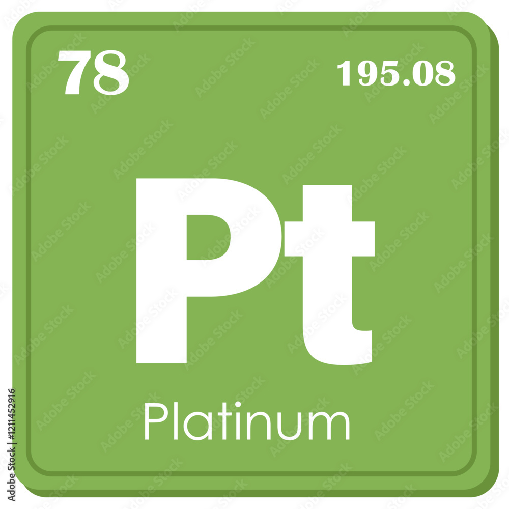Platinum Chemical Element Square Icon in Periodic Table Isolated on ...