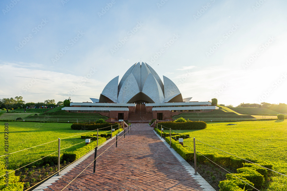 Lotus temple, Delhi, during sunset Stock Photo | Adobe Stock