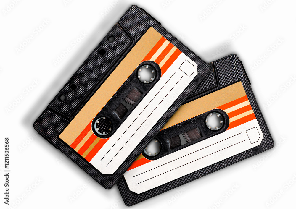 Retro Cassette Tapes: Two vintage audio cassette tapes with a retro ...