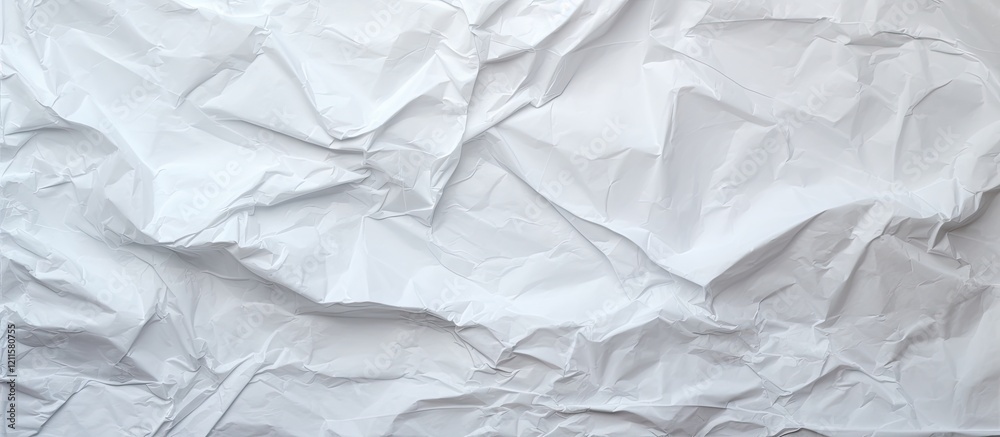 Crumpled white paper texture with deep creases and folds in a ...