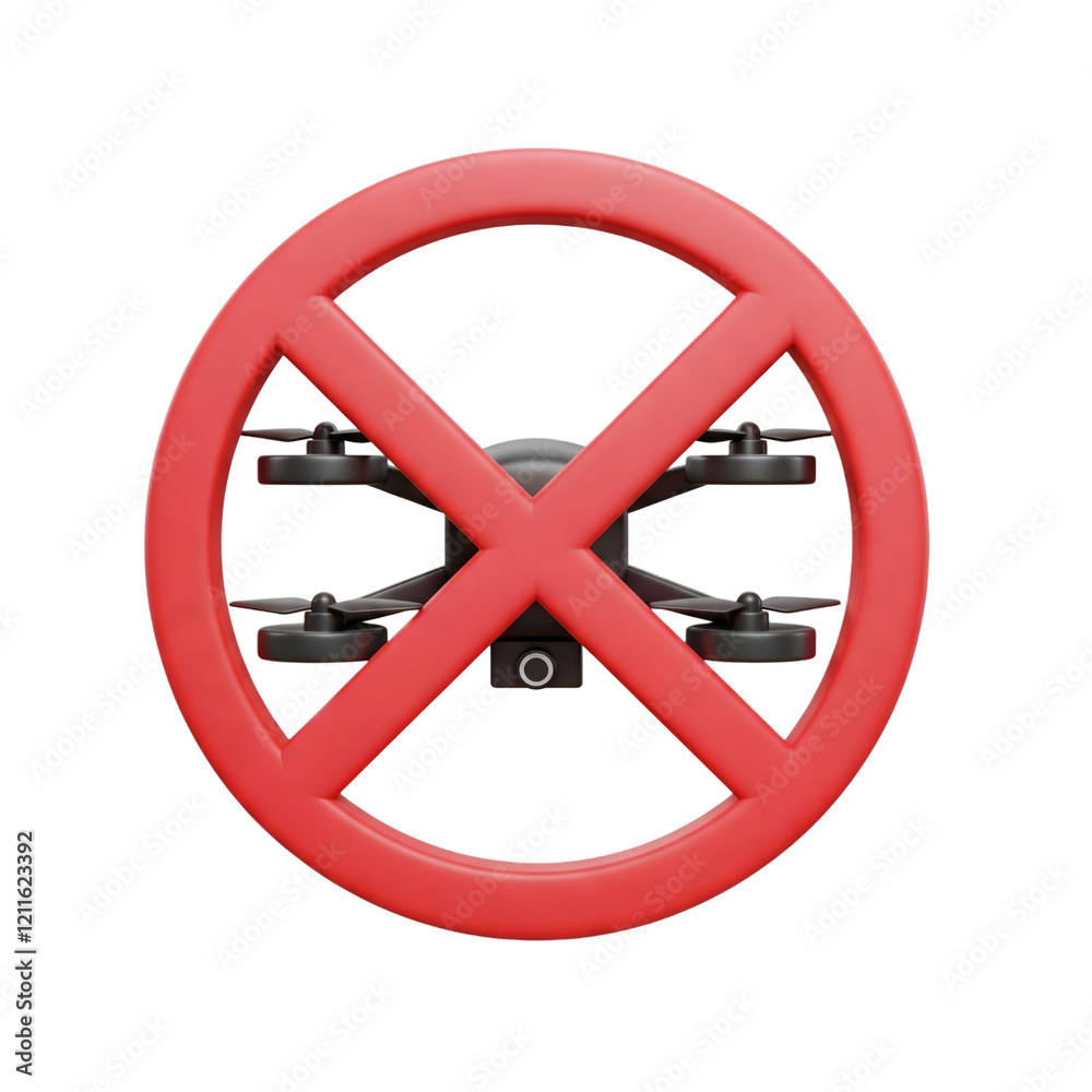 Drone not allowed sign no fly zone Drone prohibited 3D icon on ...