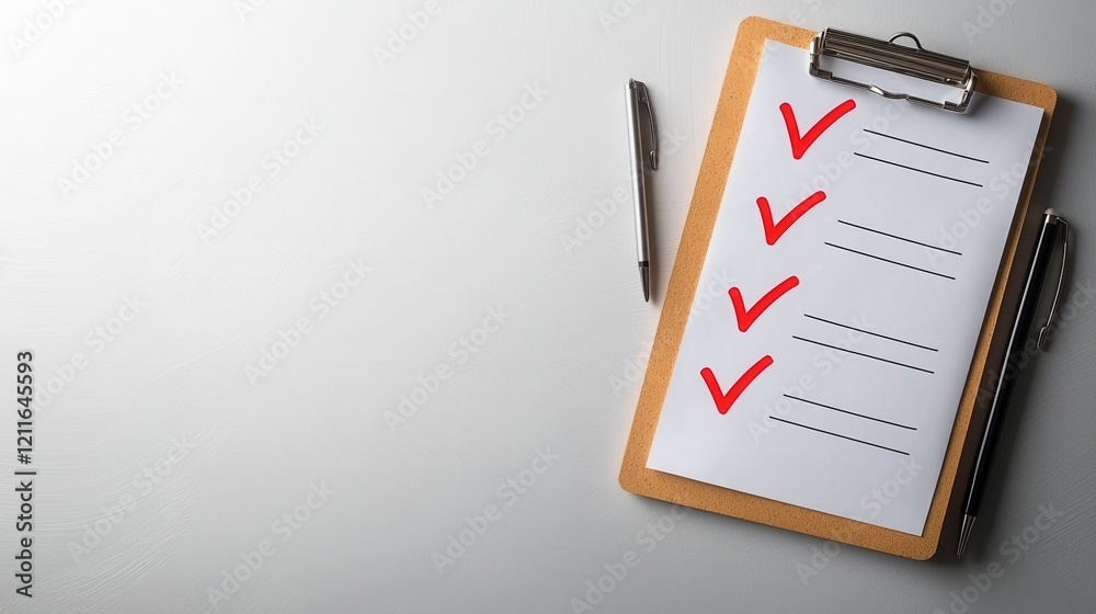 Checklist with Red Marks on a Clipboard for Task Completion Stock Photo ...