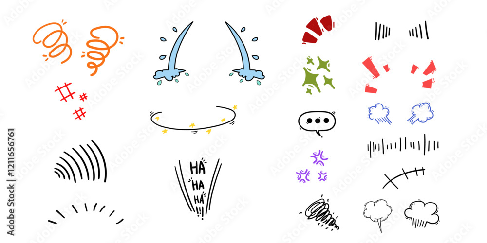 Comic Dramatic reaction Collection,anime and manga effect set,Hand ...