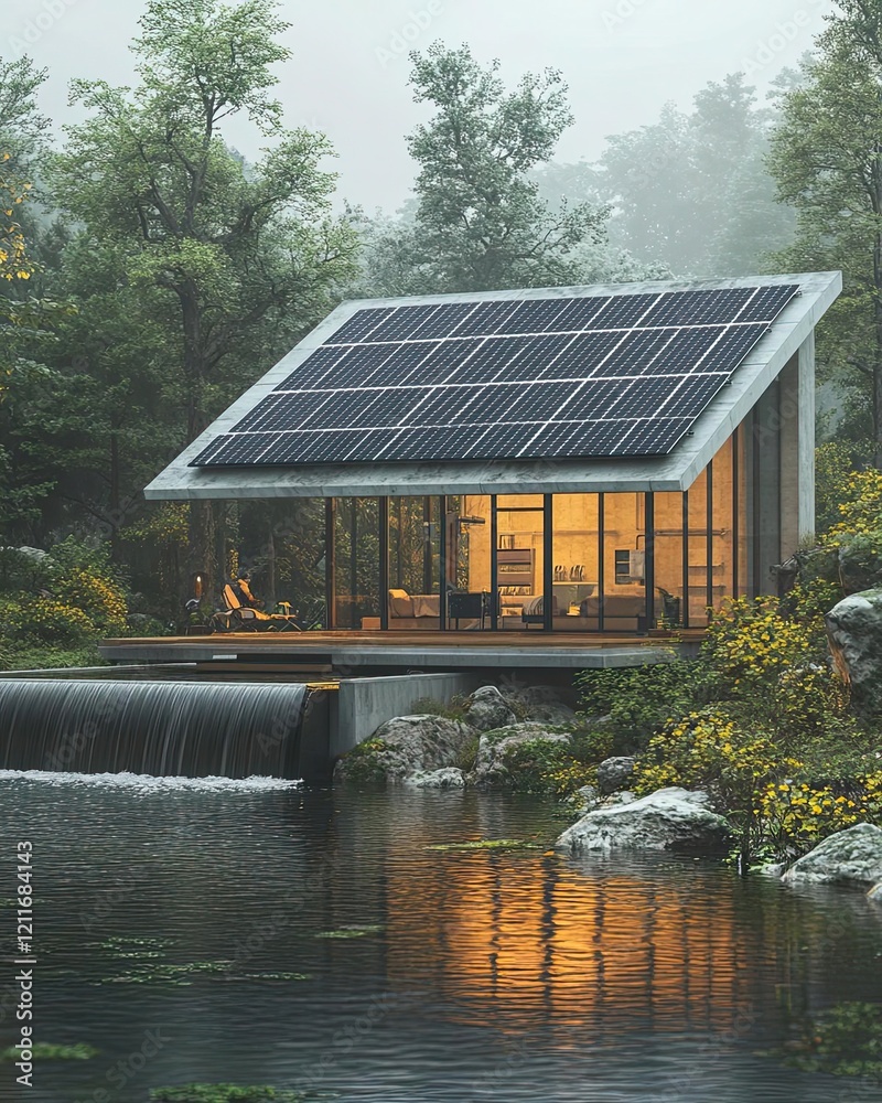 Remote hydropower station integrated with solar panels, a hybrid ...