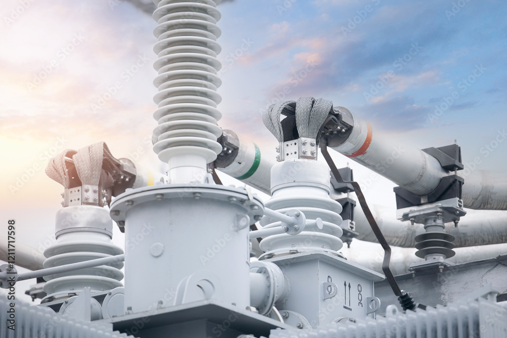 Three-phase high-voltage transformer of high electrical power at ...