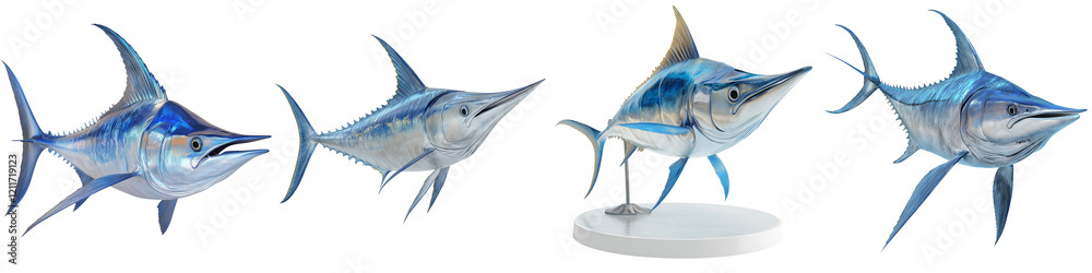 Marine animals fish species clip art collection. Hyper-realistic 3D ...