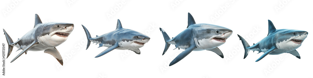 Marine animals fish species clip art collection. A hyper-realistic ...