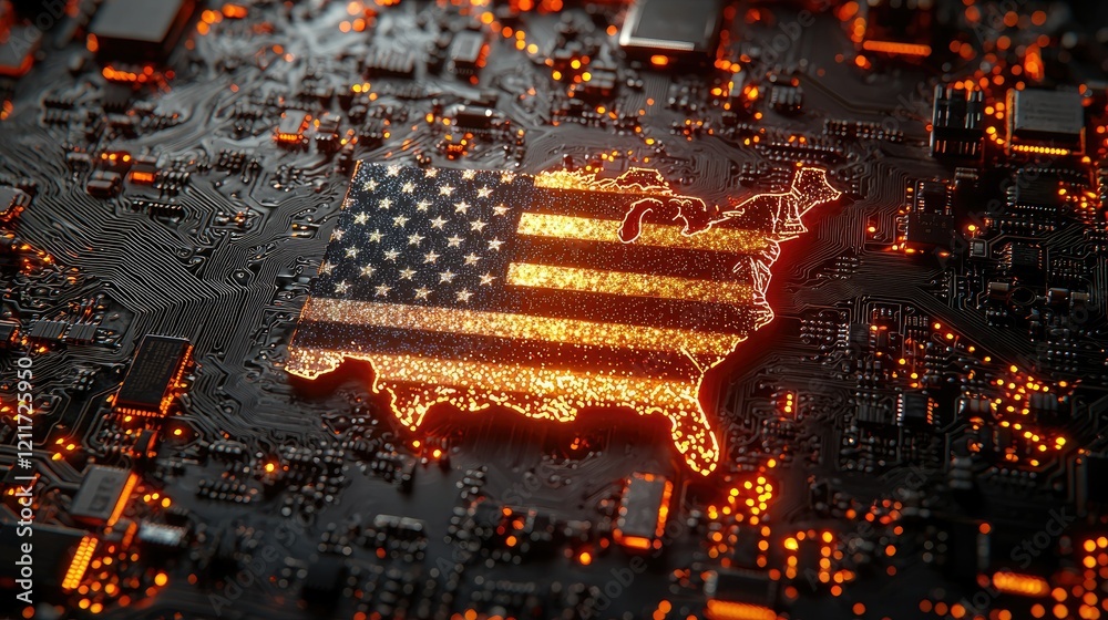 American Flag Embedded in Circuit Board Design Stock Illustration ...