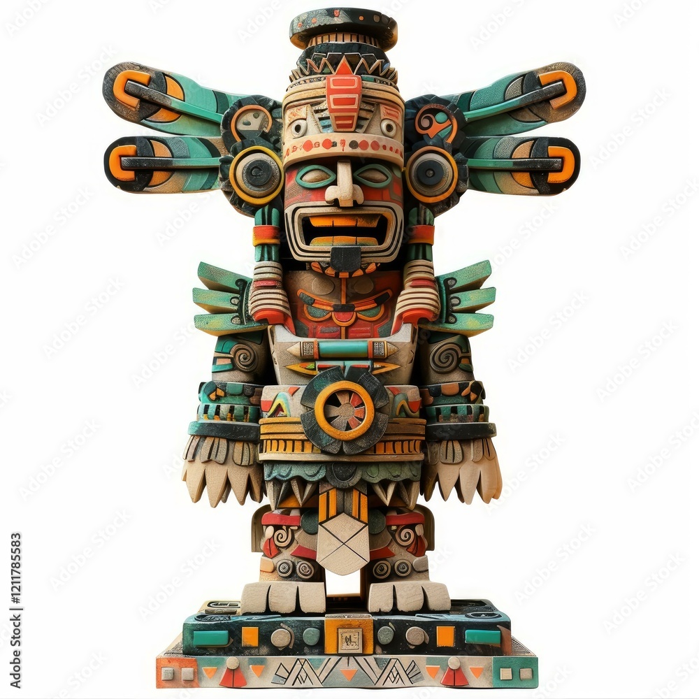 Intricate mayan totem pole showcasing vibrant colors and detailed ...