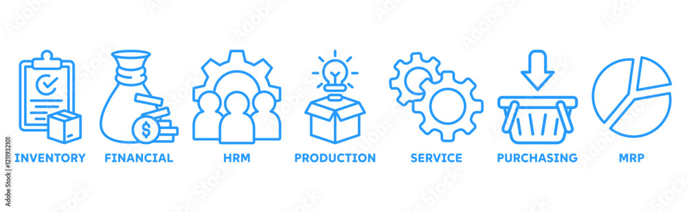 ERP icon set illustration concept for enterprise resource planning with ...