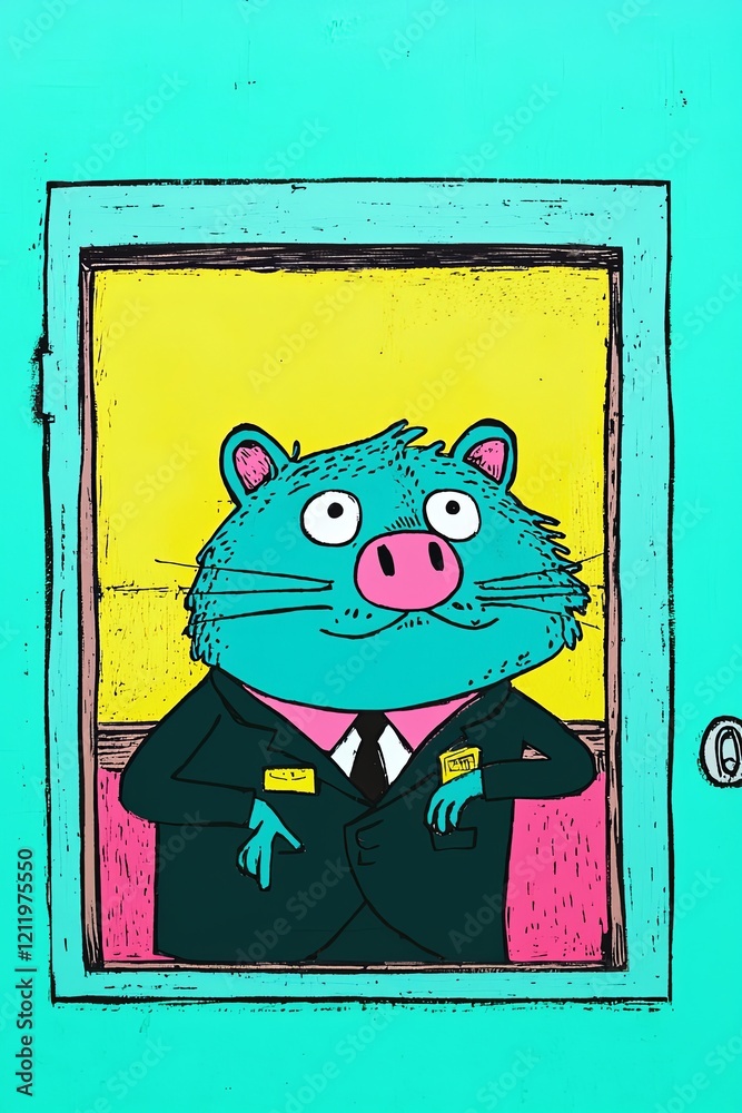 Cartoon Tasmanian Devil Character in Security Guard Uniform with ...
