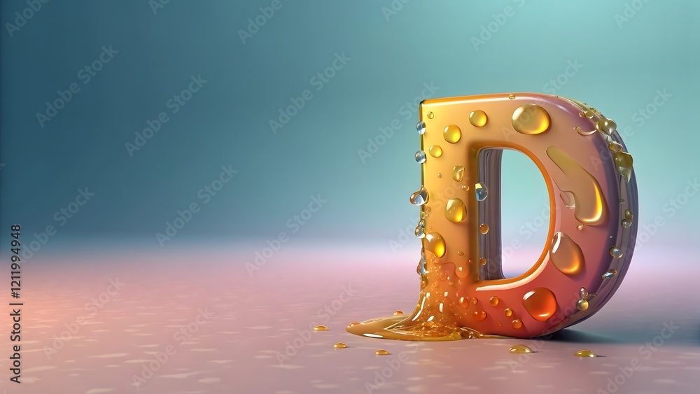 liquid-3d-letter-with--D--position-right--gradient-background Stock ...