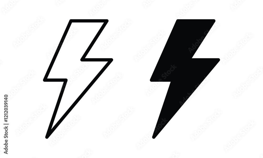 thunderbolt icon. simple electrical energy power sign. lightning bolt ...