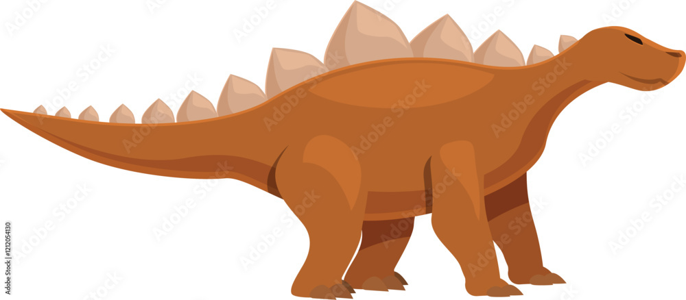 Stegosaurus dinosaur walking and showing the spikes on its back, side ...