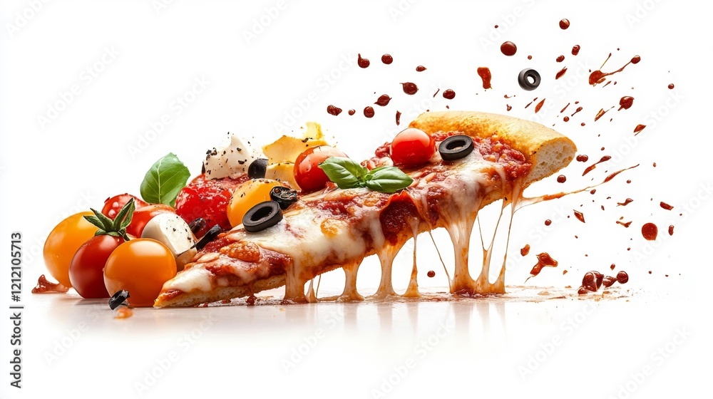 Explosion of Flavors: Dynamic Pepperoni Pizza Slice. Generative AI ...