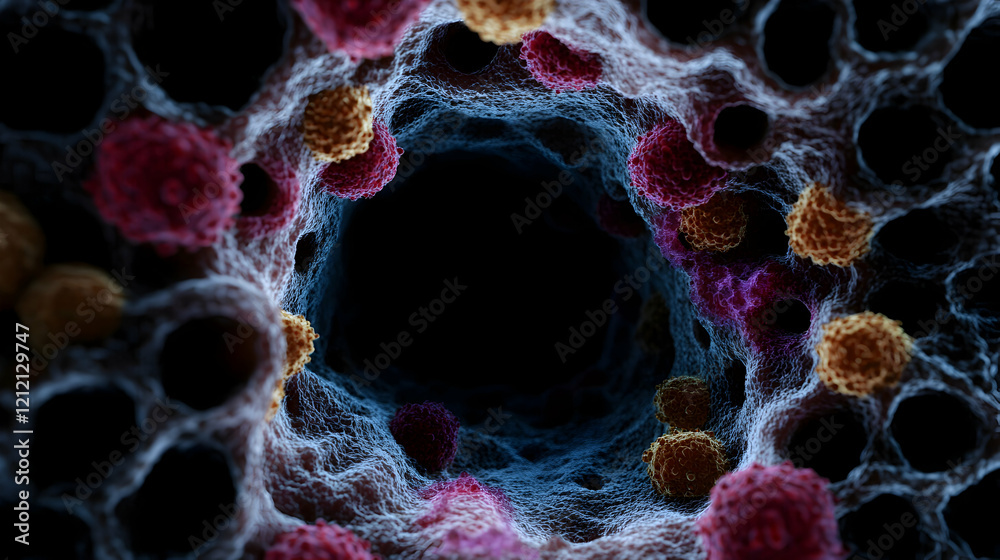 Minimal art, Microscopic view of viruses attacking organic tissue ...