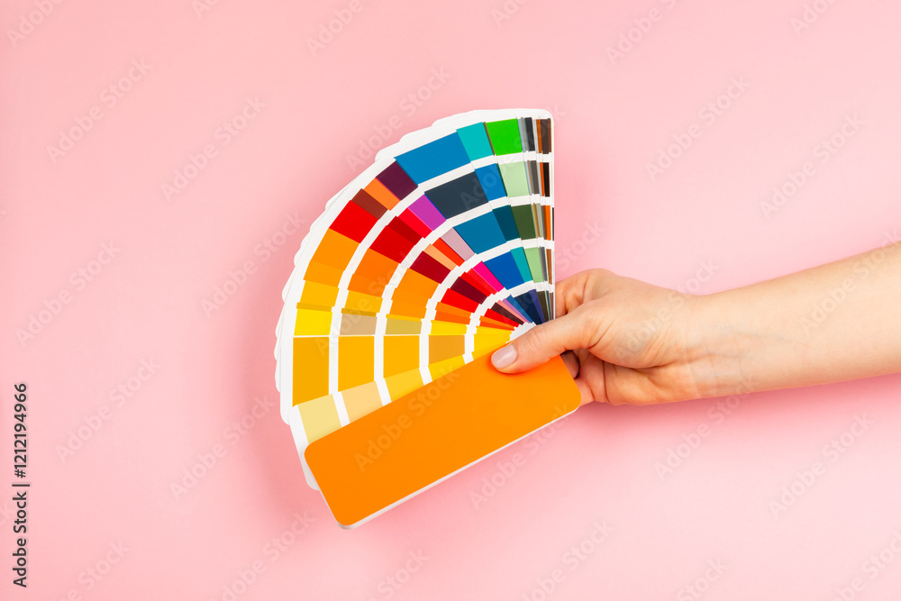 Color palette on a bright colored background. Color palette guide ...