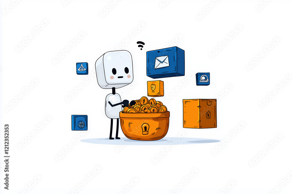 Stock-Illustration „AI Agent Directing Virtual Resources Digital Asset ...