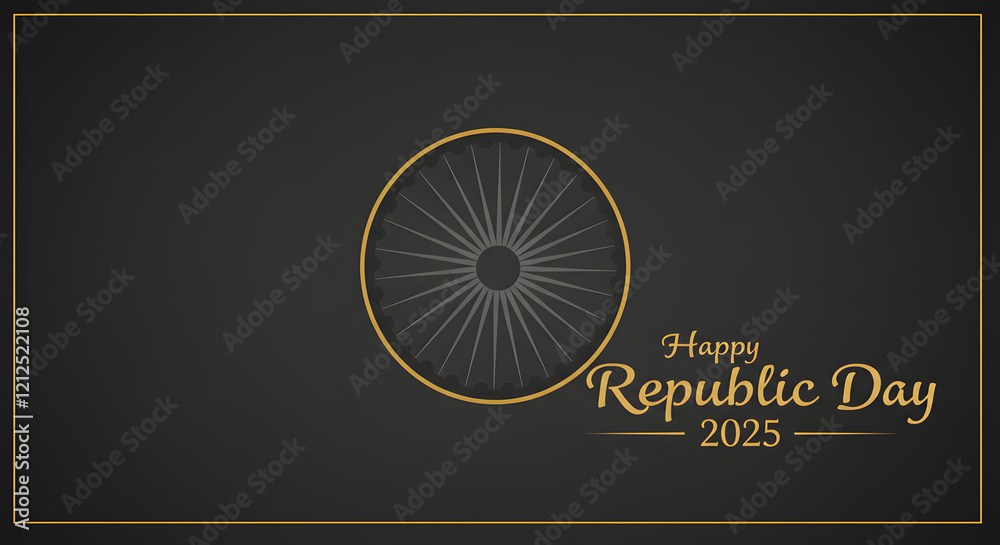 Simple Republic Day 2025 poster with the Ashok Chakra and a brushstroke ...